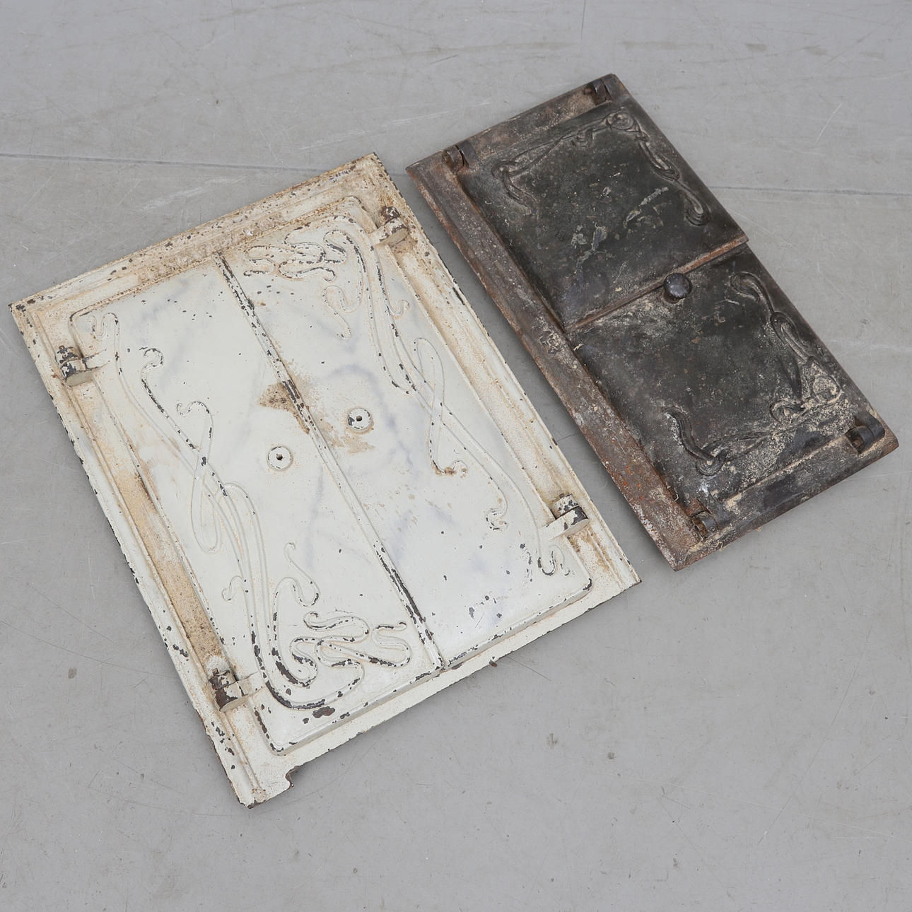 2 cast iron oven doors, Art Nouveau, Norrahammar, circa 1900. Garden ...