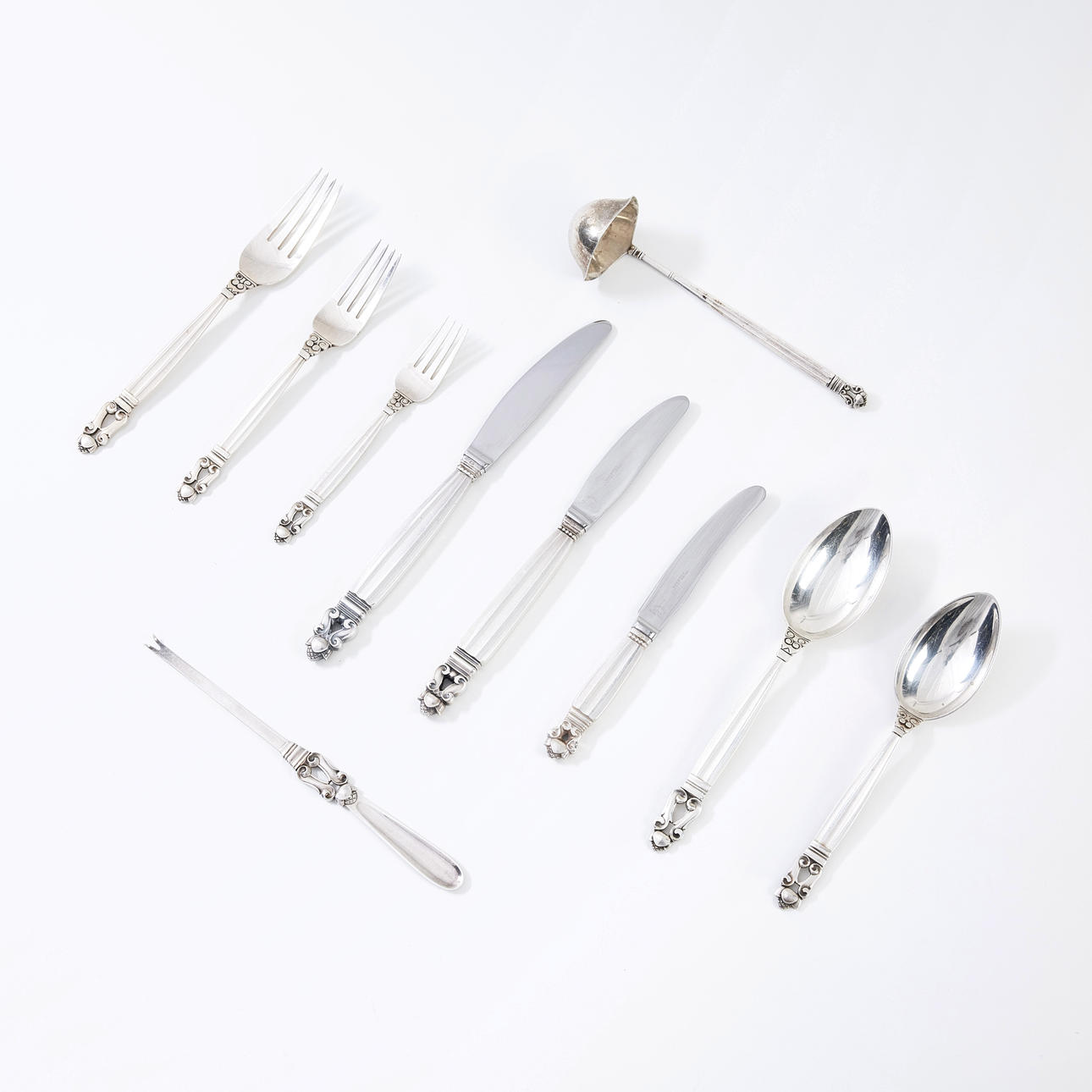 JOHAN ROHDE. Bestickuppsättning 102 delar, sterlingsilver, Georg Jensen ...