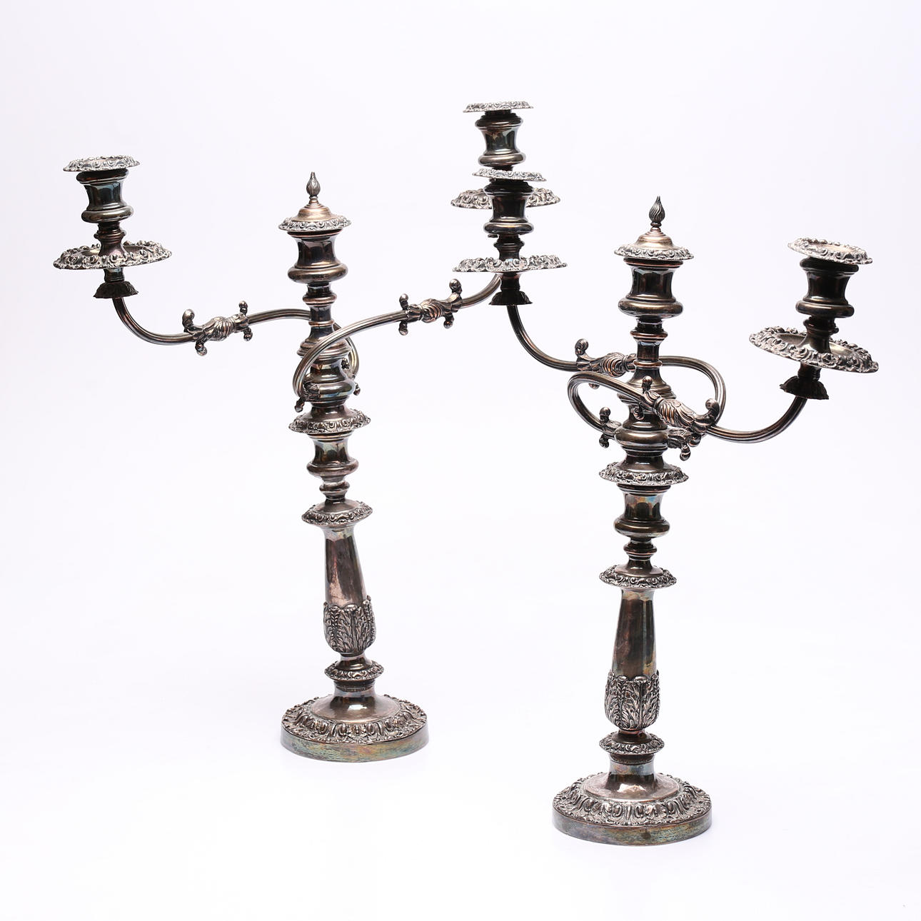 A pair of Neo-Rococo silver-plated copper candelabras, 18th/20th ...