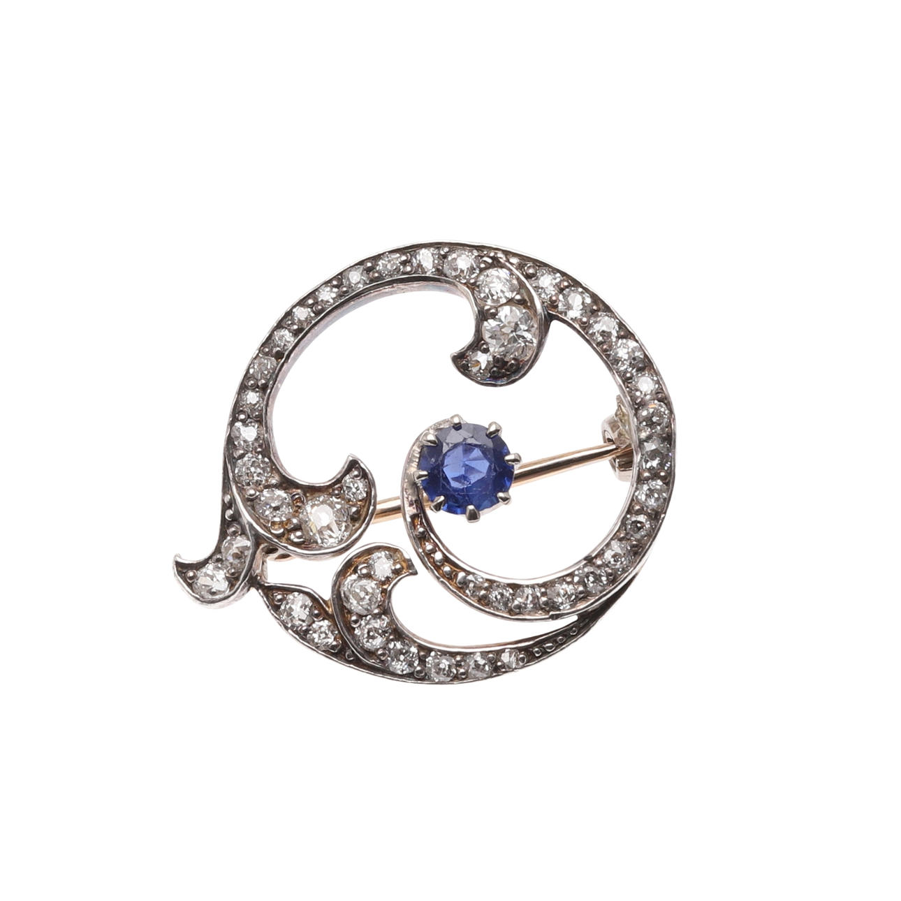AN EARLY 20TH CENTURY FRENCH SAPPHIRE AND DIAMOND BROOCH. Jewellery ...