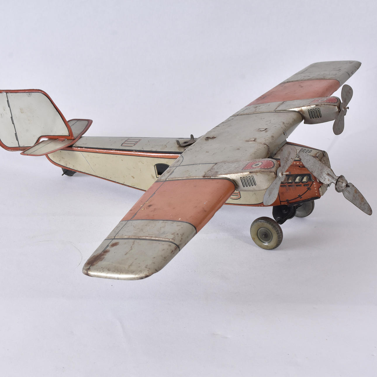 MECHANICAL TOY AIRPLANE, lithographed sheet, probably Tipp & Co or ...
