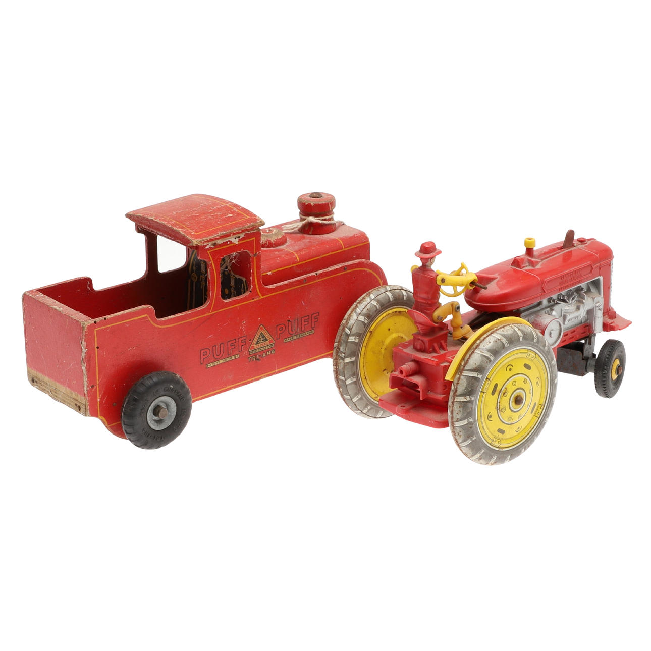 A LOUIS MARX FARM PLASTIC & TIN PLATE TRACTOR AND DRIVER. Toys - Other ...