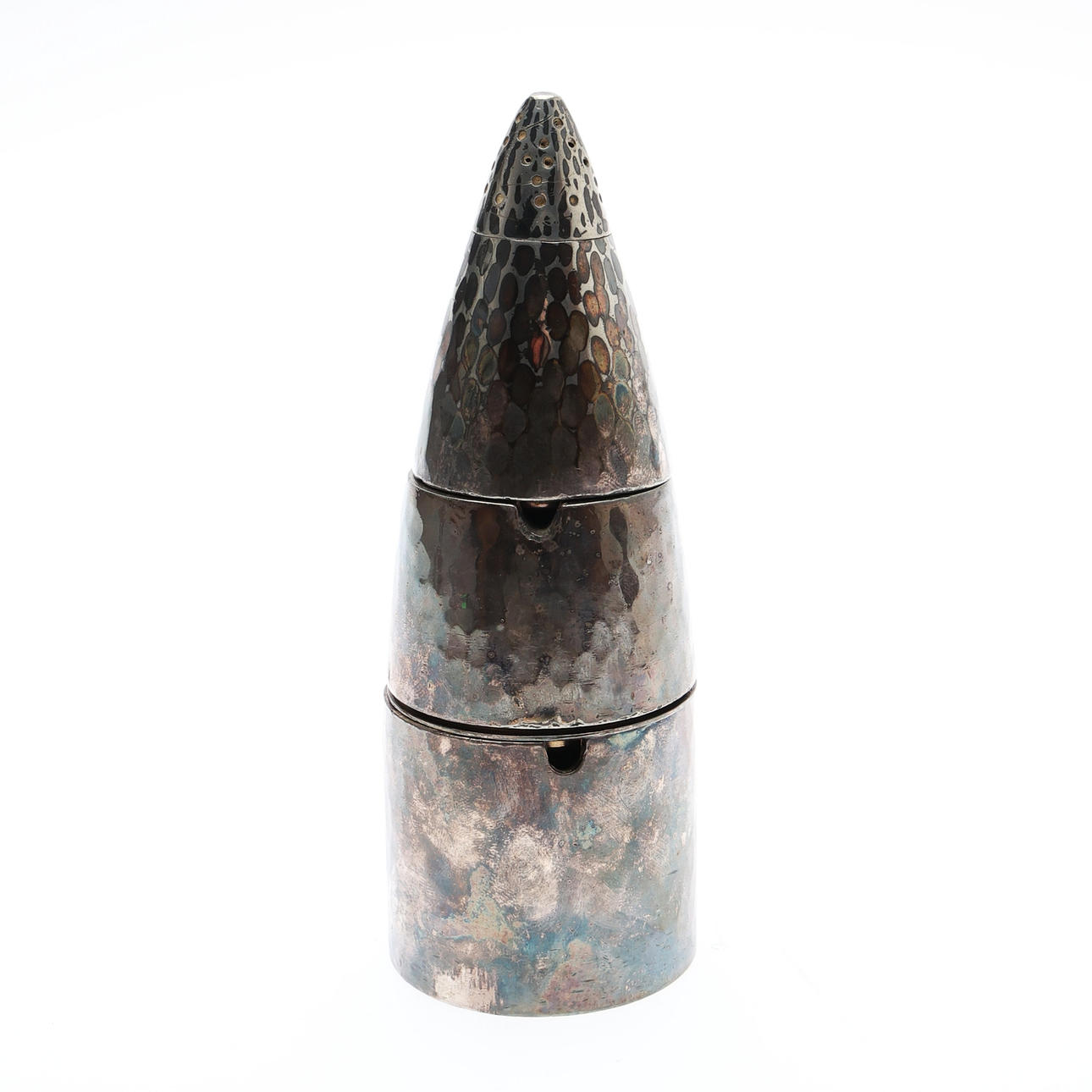 EARLY 20TH CENTURY NOVELTY SILVER PLATED ARTILLERY SHELL SHAPED CRUET ...