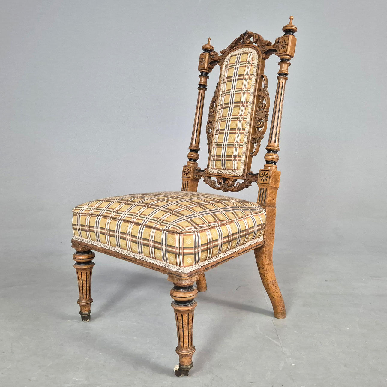 VICTORIAN BIRDS EYE MAPLE AND EBONISED SIDE CHAIR. Furniture ...