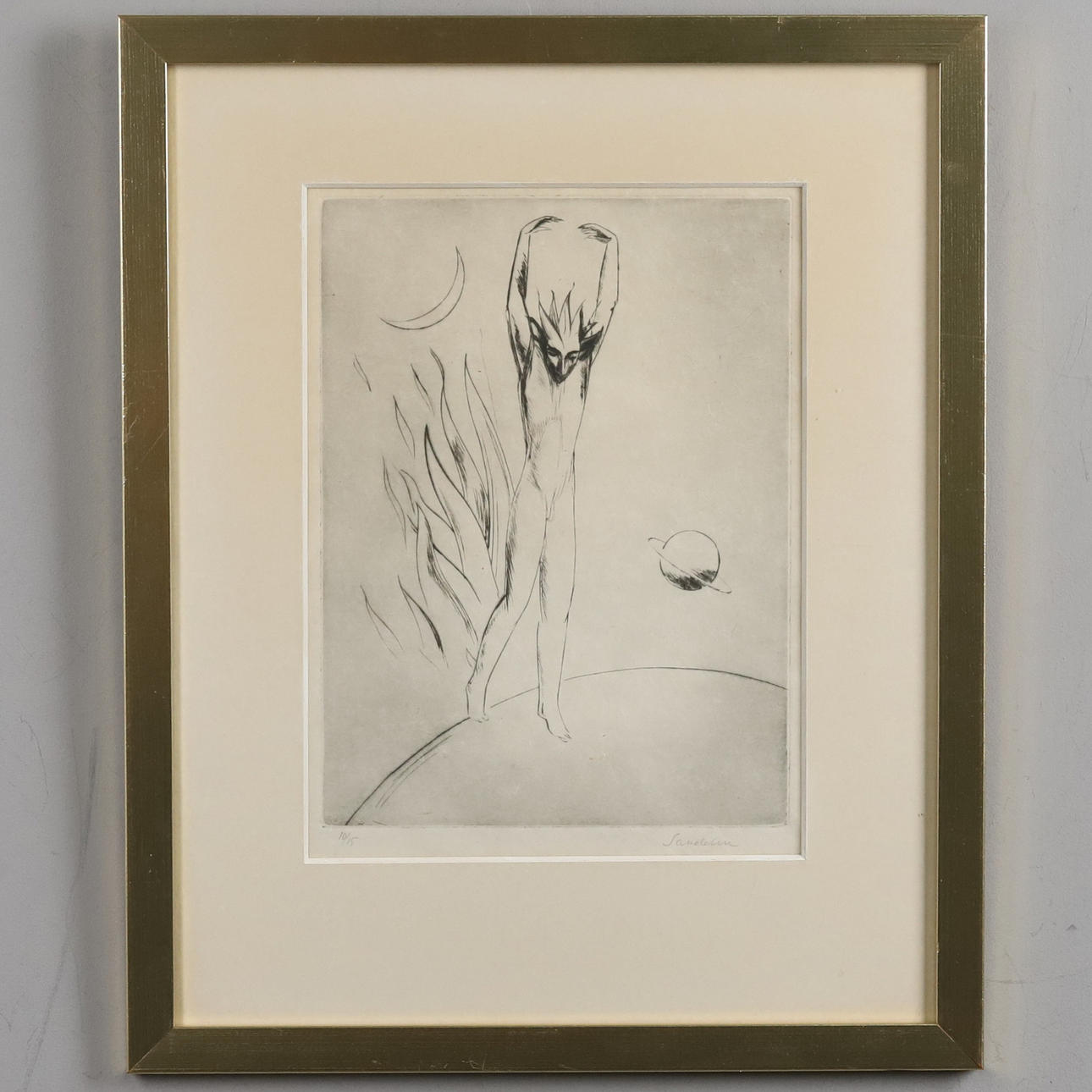 BÖRJE SANDELIN. DRY-NEEDLE ENGRAVING, “Prometeus”, No. 10/15, signed ...