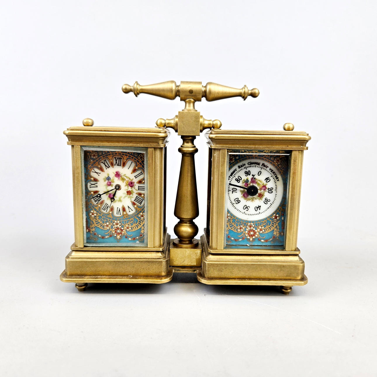 DOUBLE BRASS CARRIAGE CLOCK & BAROMETER. Clocks & Watches - Carriage ...