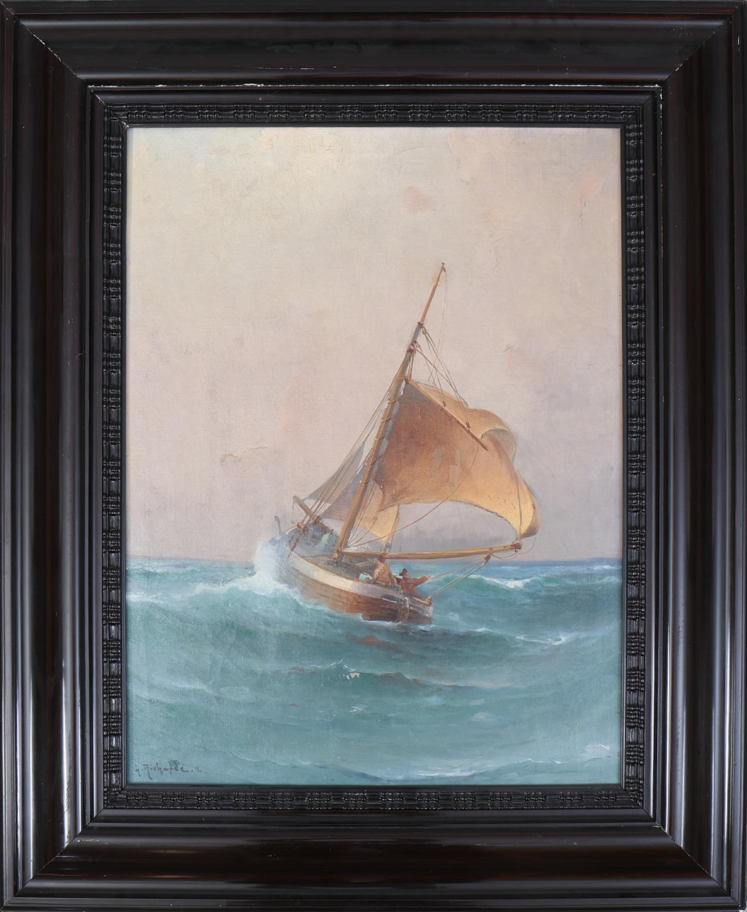 LUDVIG RICHARDE. Oil on canvas, shot offshore, signed, possibly dated ...