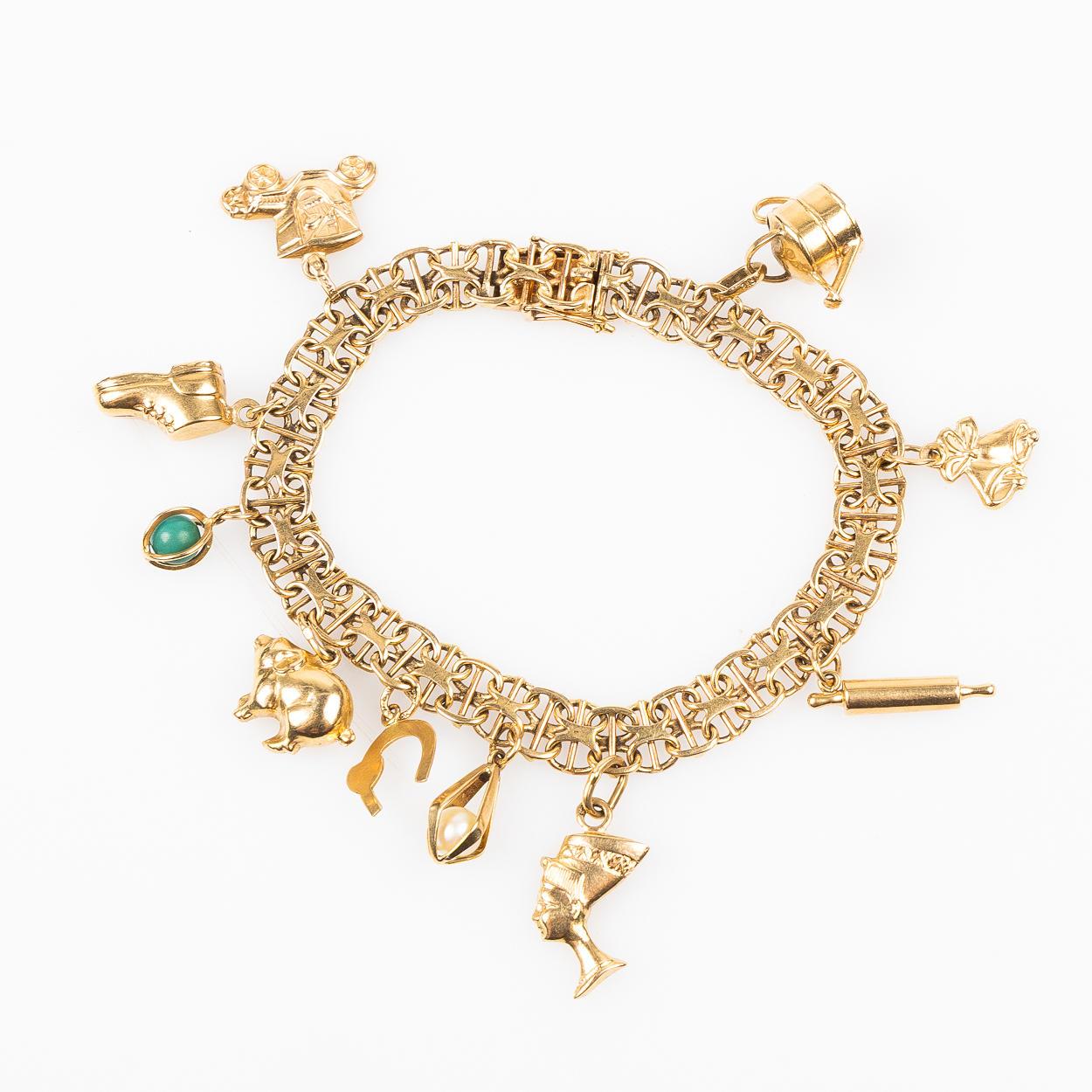 CHARM BRACELET X-link 18K gold, ten charms, Konsthantverk L Karlsson ...