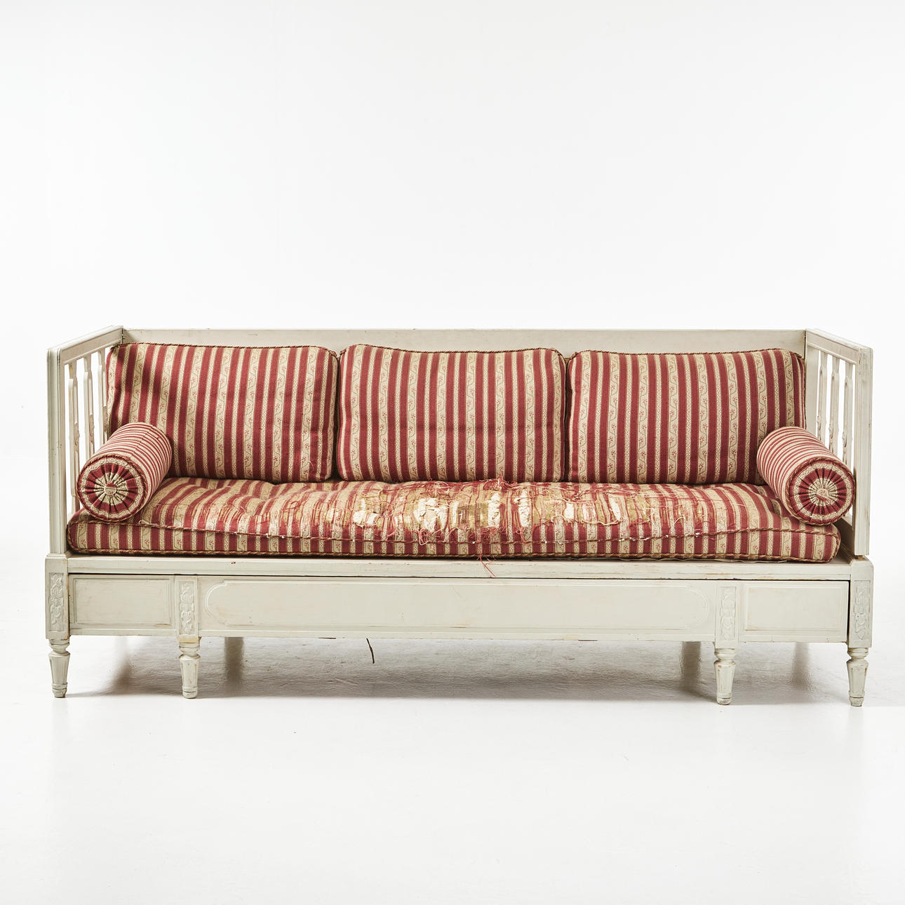 A late Gustavian style early 20th century sofa, cut decor, painted ...