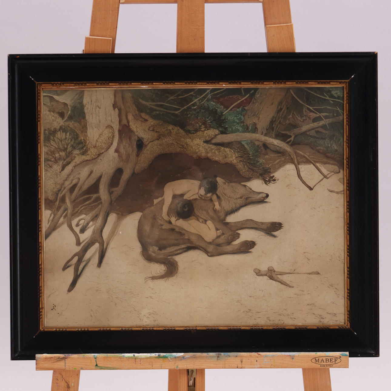 LOUIS MOE 1859-1945. Romulus and Remus with wolf opus. I'm 47. Etching ...