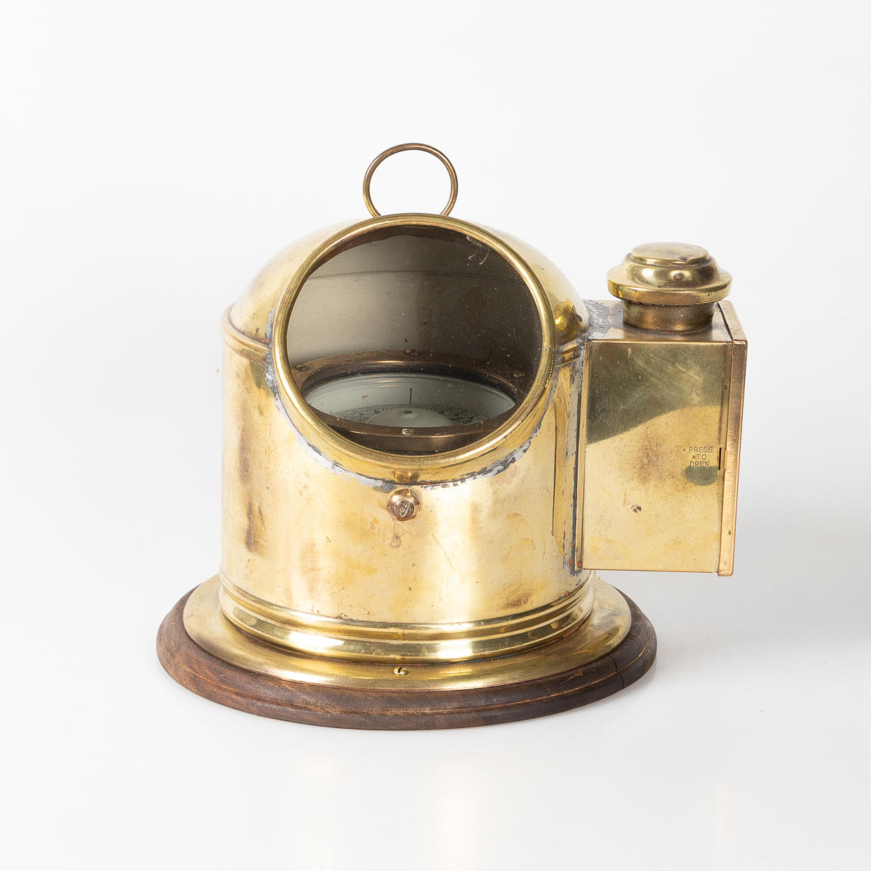 NAKTERHUS with compass, brass on wooden plate, early 20th century ...