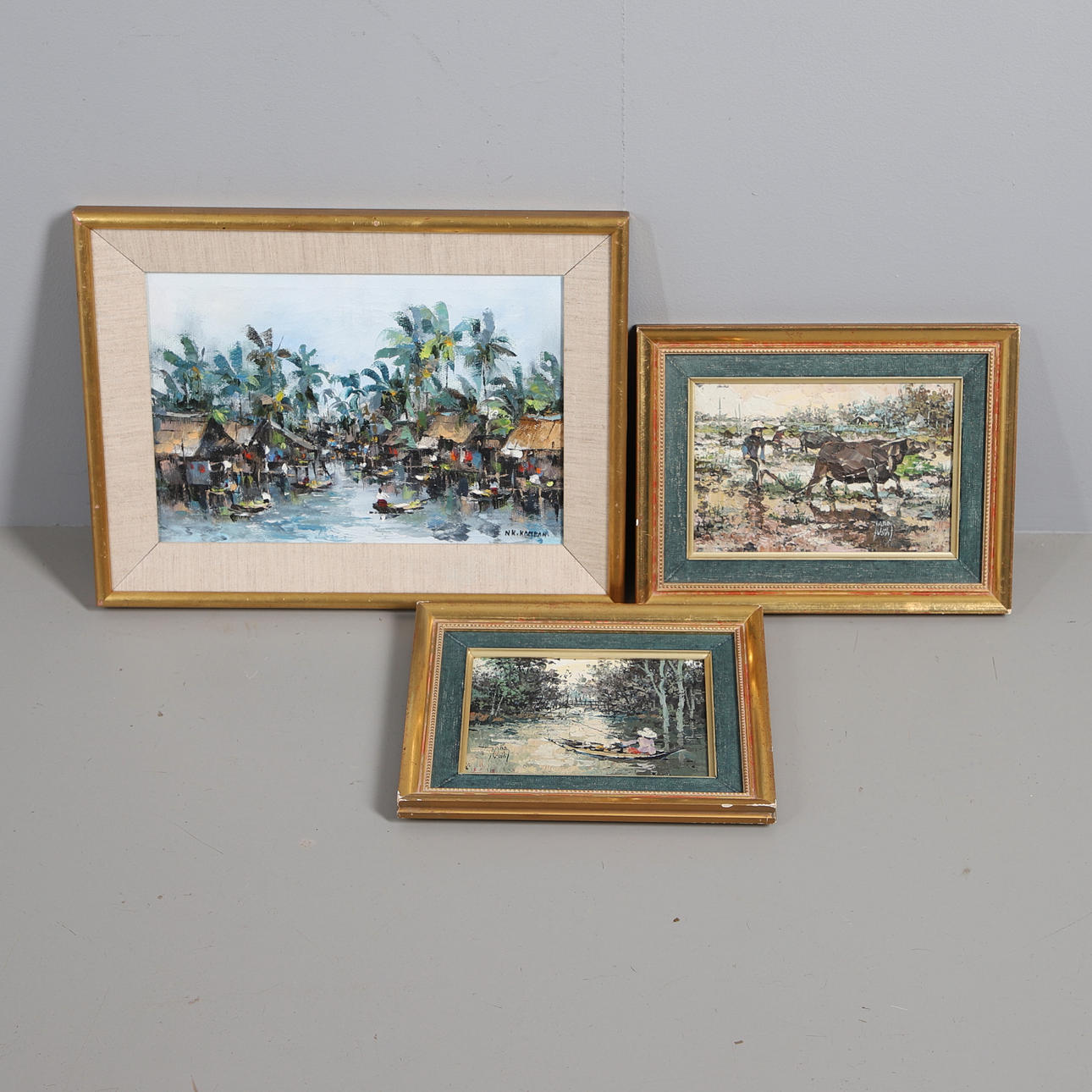 NIKIT KAMPAN, THAI B. 1930. THAI STILT HOUSES, AND TWO OTHERS BY A ...