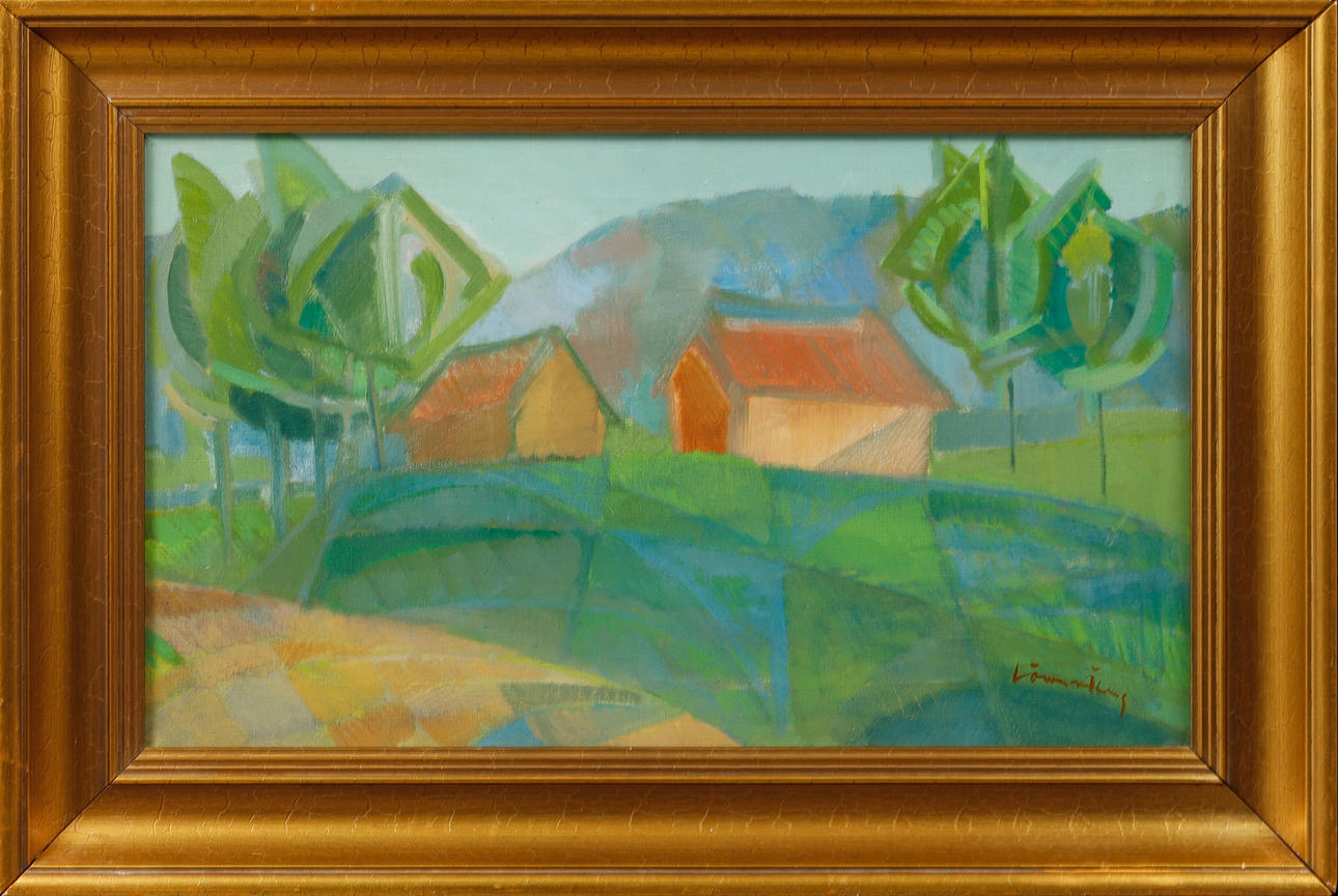 ROBERT LÖWEN-ÅBERG. "Landskap från Lindome", olja på duk, signerad ...
