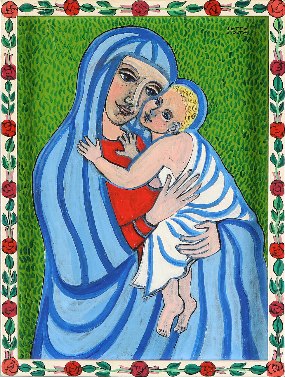 JETTE STOLTZ. Oil painting on canvas. “Modern icon”. Signed. On verso ...