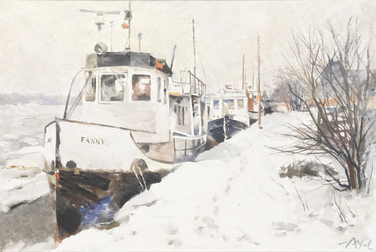 ADRIAN VAN ARKEL. BOATS AT QUAY, SOUTH MÄLARSTRAND, OIL ON CANVAS. Art ...