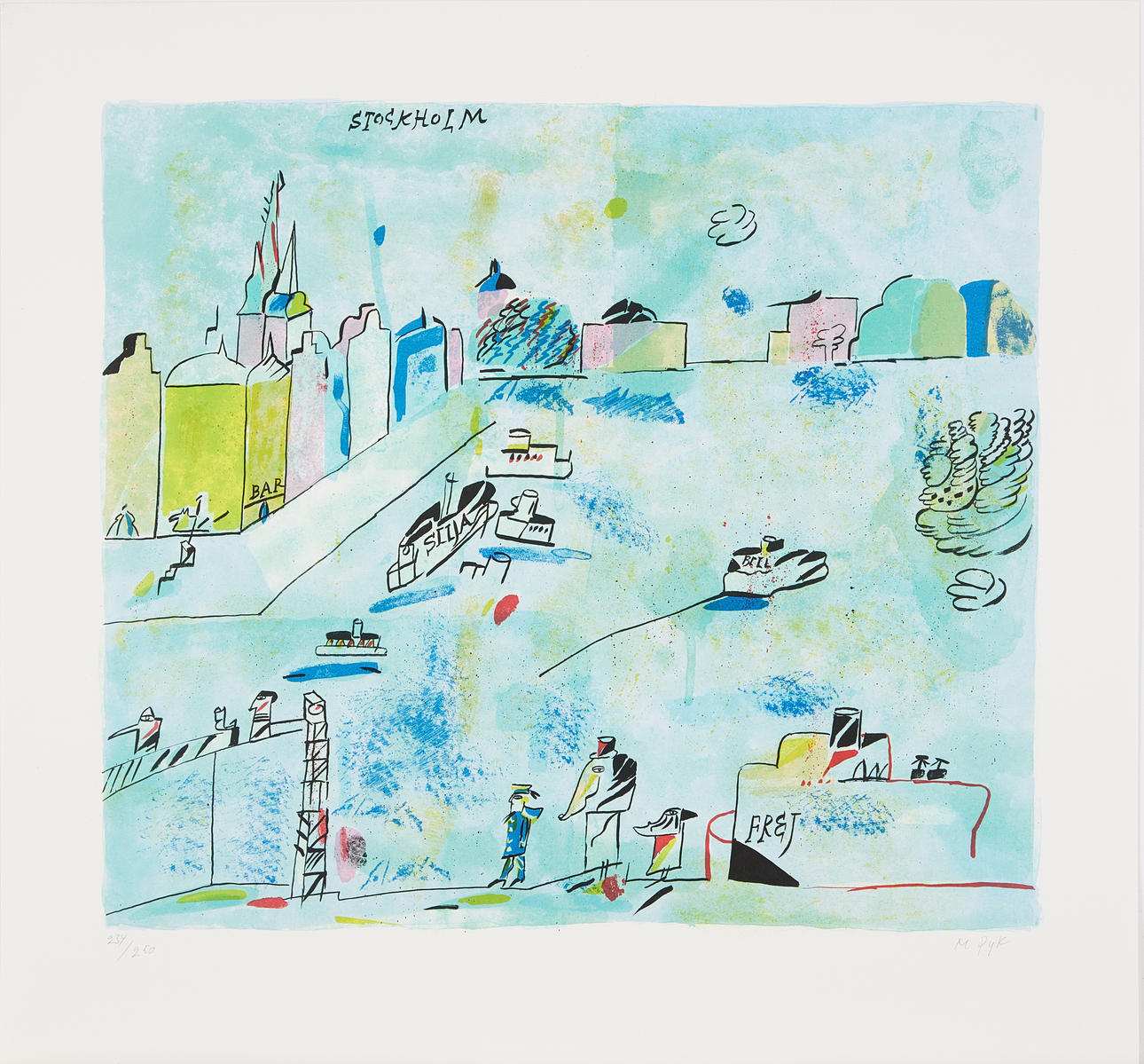 MADELEINE PYK. Stockholmsmotiv, färglitografi. Konst - Grafik - Auctionet