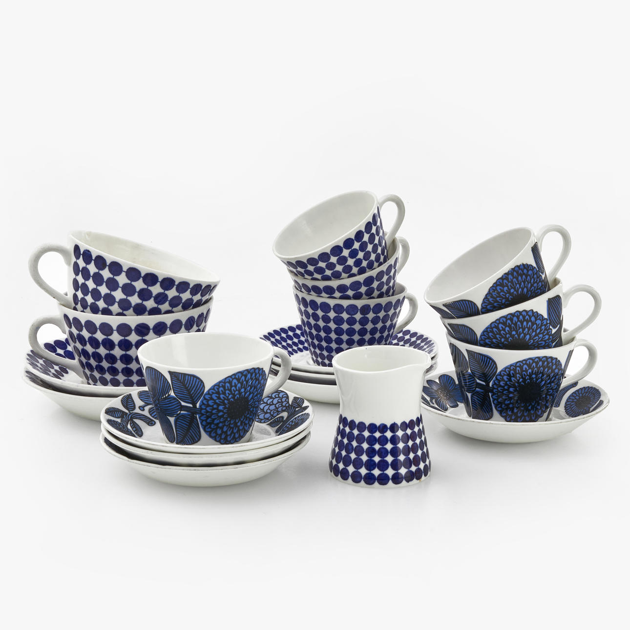 STIG LINDBERG. Tableware, 10 pieces, “Adam” & “Blue Aster”, Gustavsberg ...