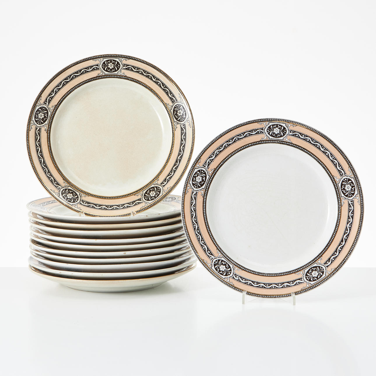 GUSTAVSBERG, “Athen” (1873-1910), plates, 12 pieces, flintware, brim ...