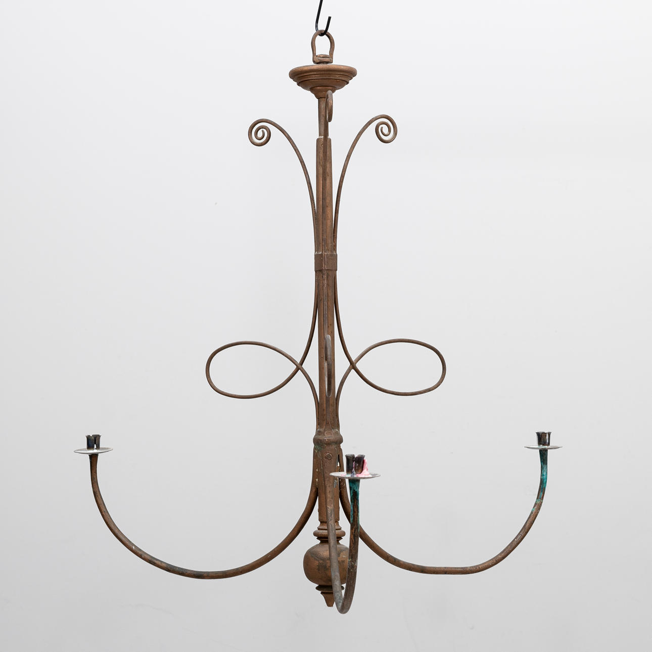 A PAINTED IRON CEILING CHANDELIER, second half of the 20th century ...