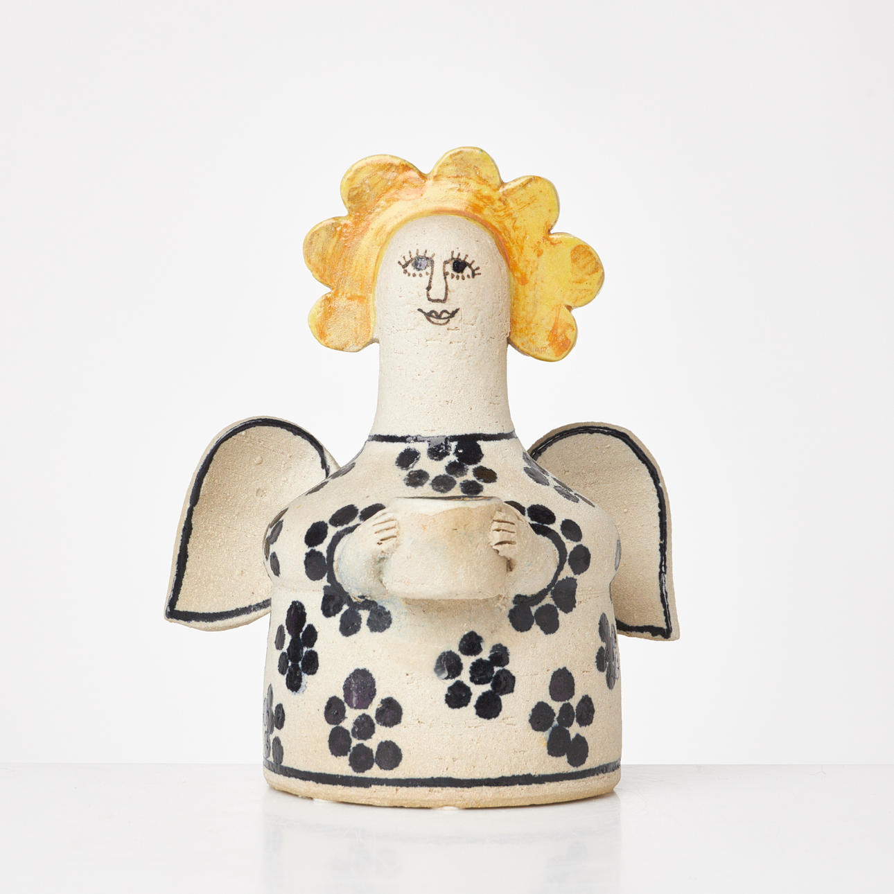 LISA LARSON. Änglaljusstake, Gustavsberg, partly glazed, stoneware ...