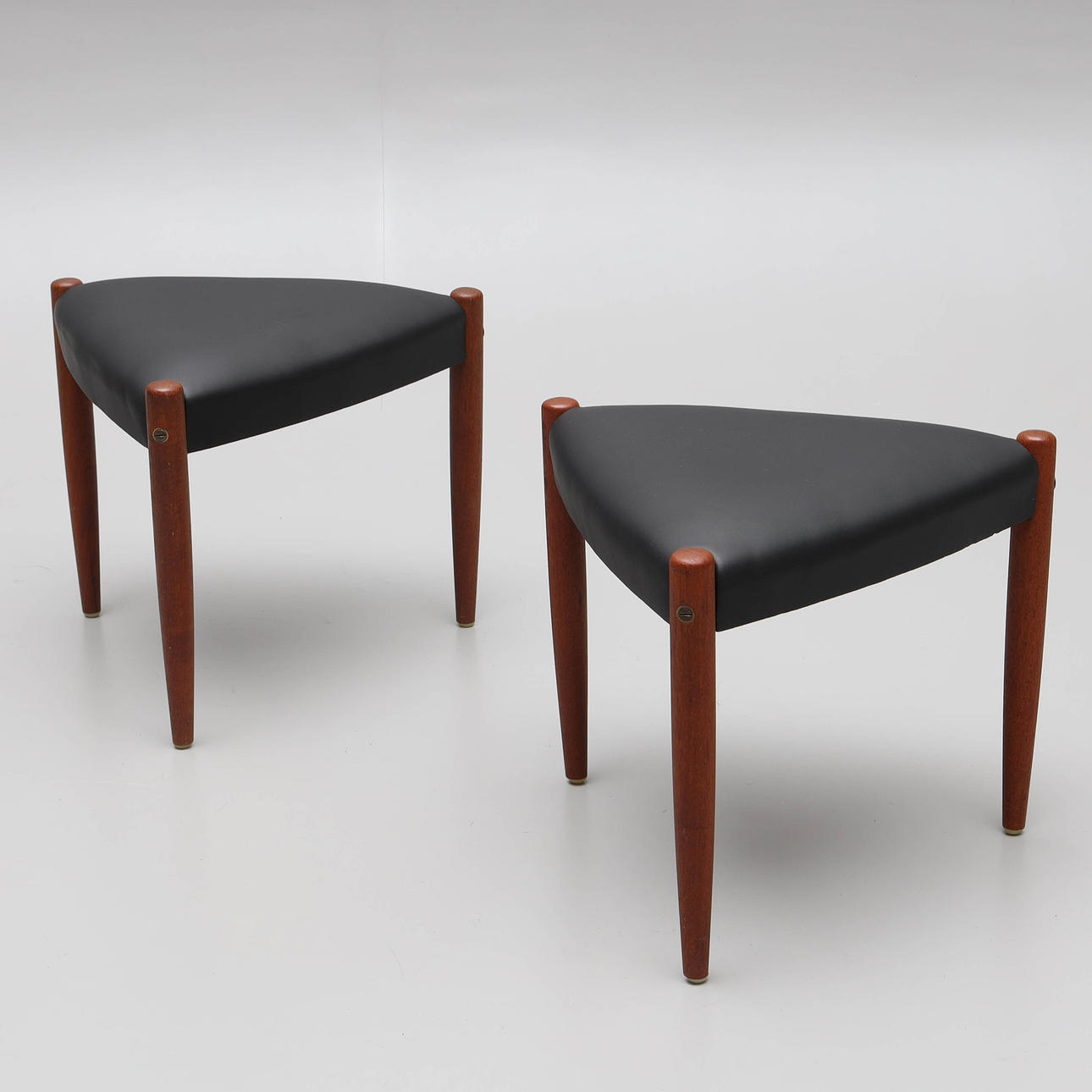 A pair of teak & faux leather stools, 1950s/60s. Furniture - Armchairs ...