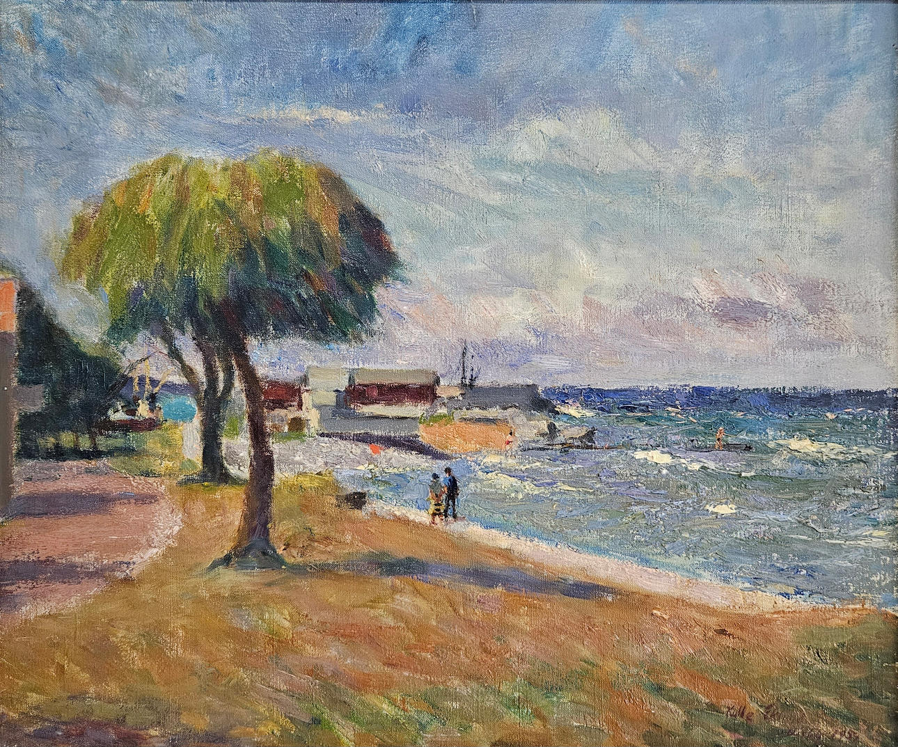 KALLE EKLUND. Strandpromenad. Olja på duk, signerad Kalle Eklund och ...