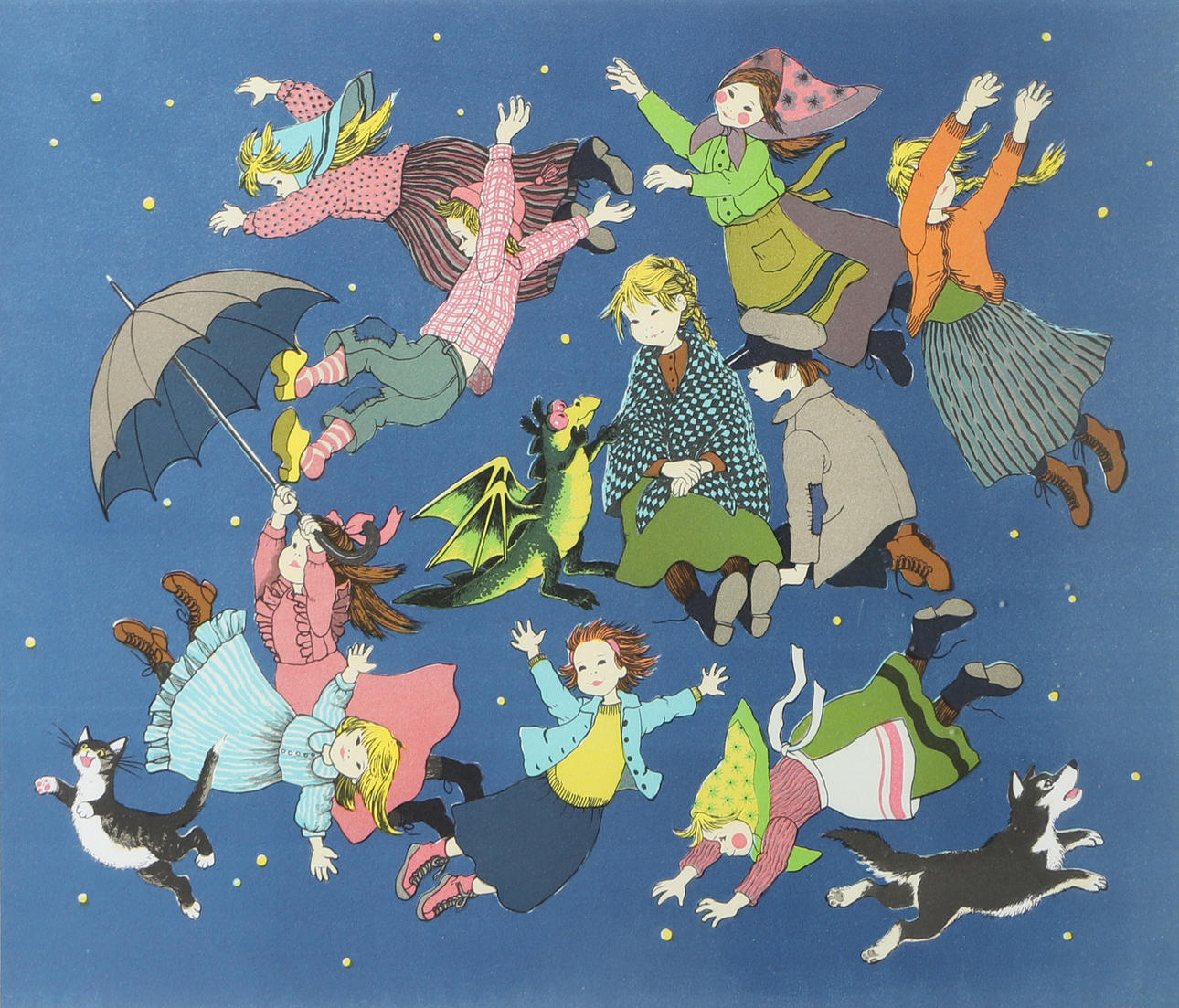 ILON WIKLAND. Fairy-tale characters, lithograph in colours, signed. Art ...
