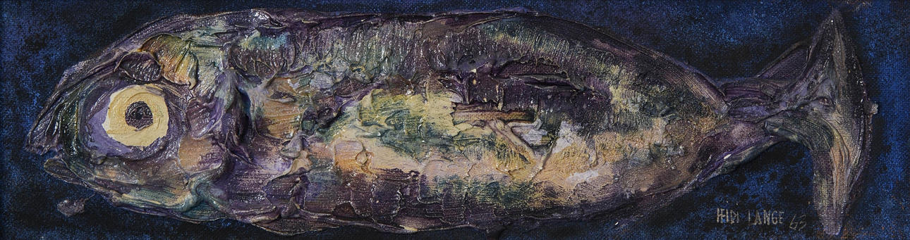 HEIDI LANGE. “Lax salmon - Lerbok”, mixed media, signed, dated -63. Art ...
