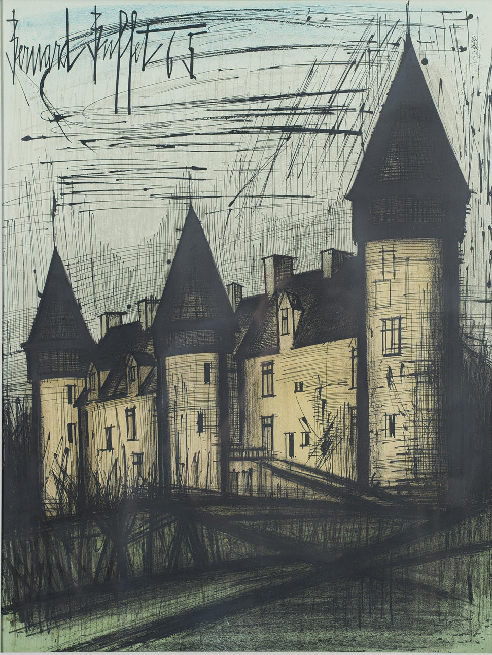 BERNARD BUFFET. AFTER. “Chateau de Culan”, color lithograph, 1965. Art ...