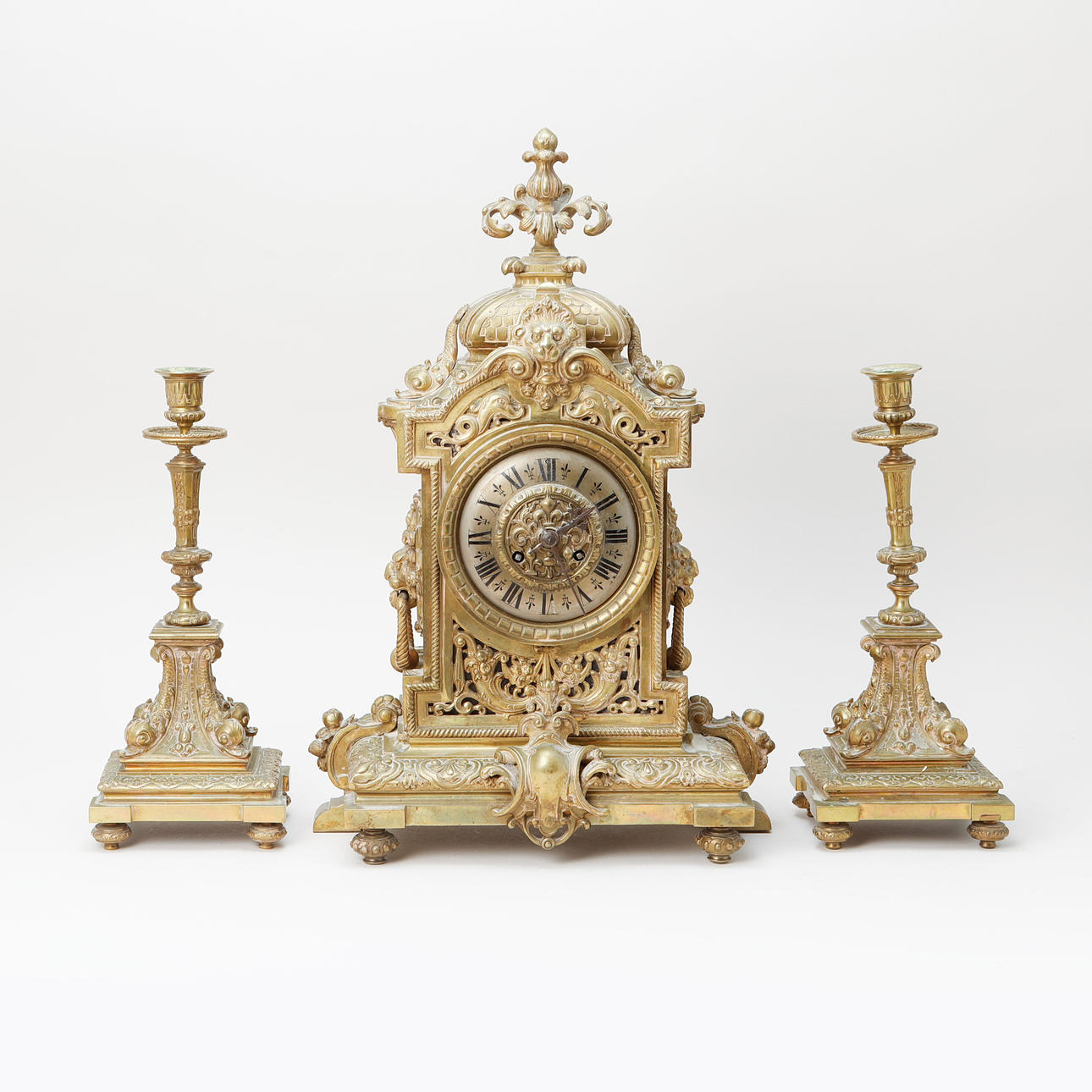 A 3-piece Louis XIV style table set by Lemerle Charpentier, Paris, late ...