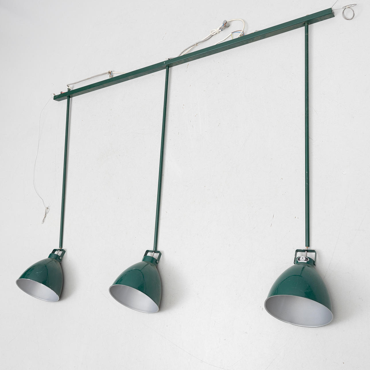 A ceiling lamp, industrial design, green lacquered metal, model 118/25 ...