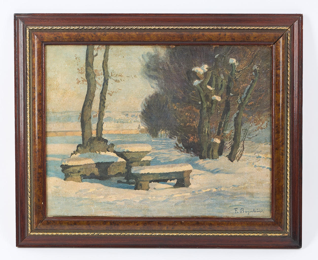 FRITZ BAYERLEIN (1872-1955). Vintersol, signerad, olja på duk. Konst ...