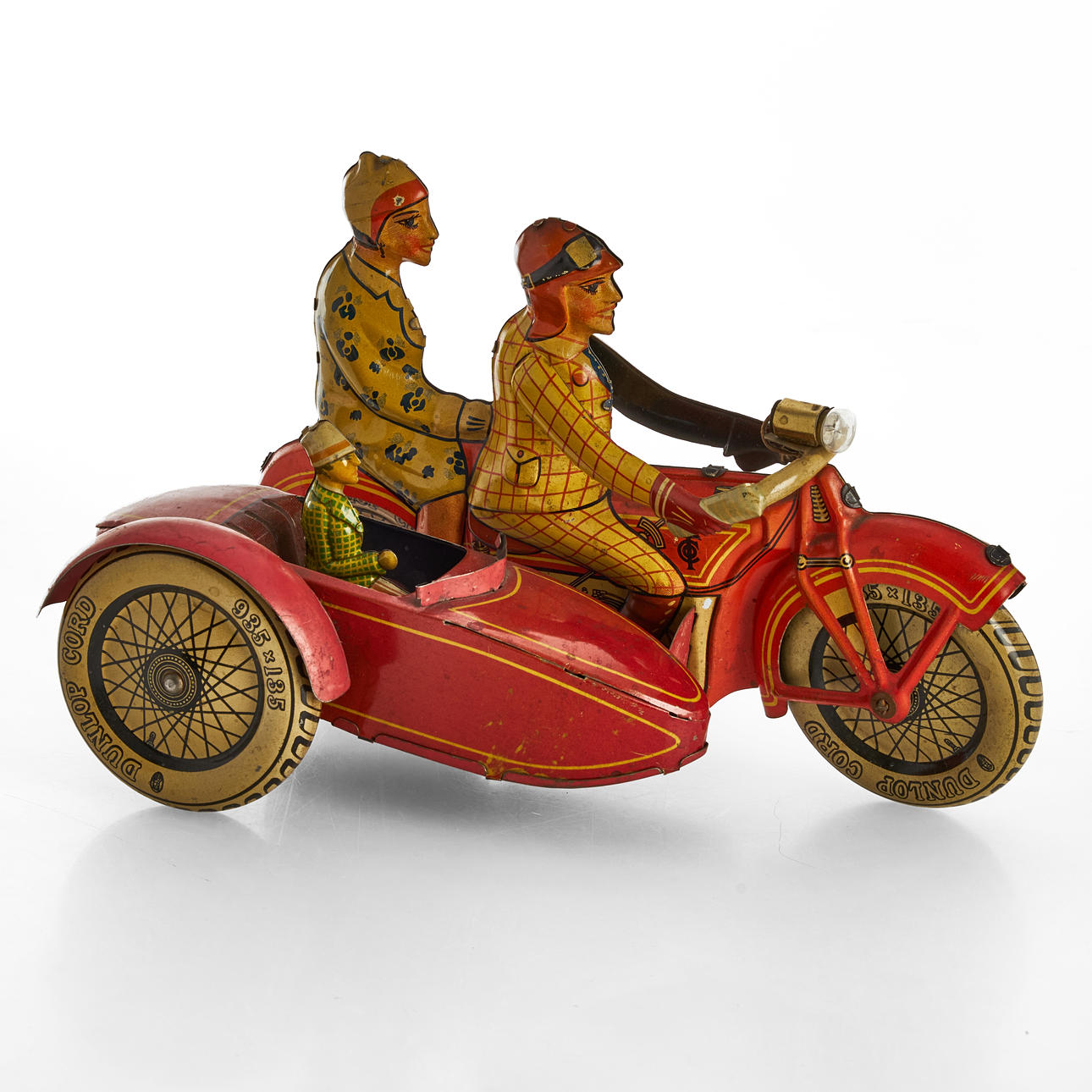 TIPP & CO. Motorcycle with side carriage, lithographed plate, clockwork ...