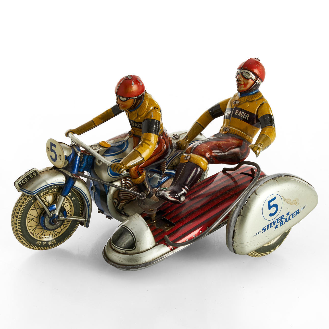 TIPP & CO, motorcycle with sidecar, “Silver Racer”, lithographed sheet ...