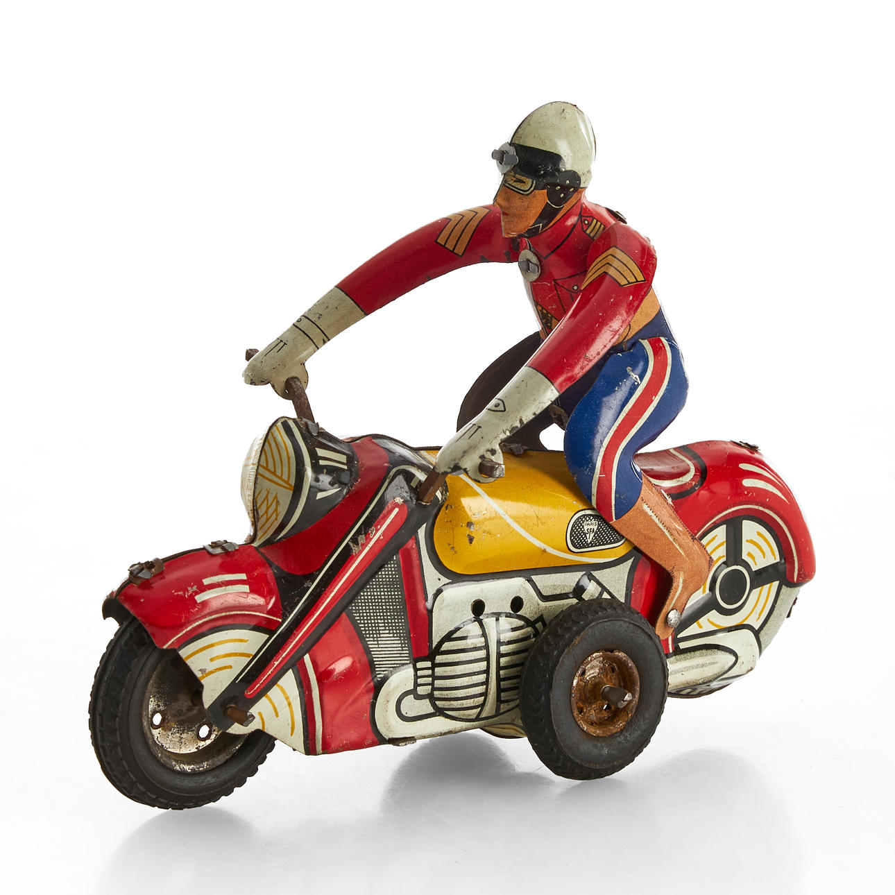 SFA PARIS. Motorcycle with driver, lithographed plate, friction, France ...