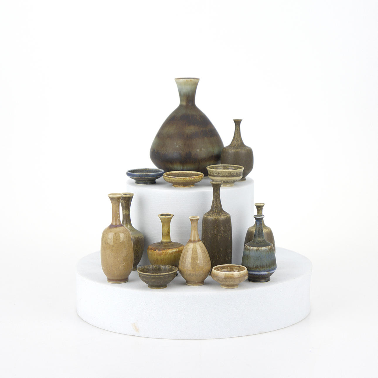 GUNNAR BORG. Miniatyrer, 14 delar, stengods, signerade, Höganäs ...