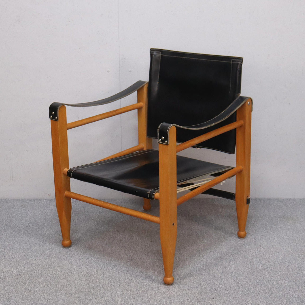 AAGE BRUUN & SØN, a safari model Danish armchair, second half of the ...