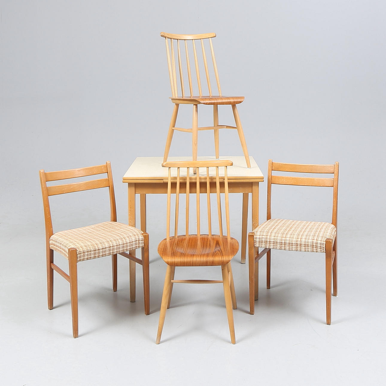 DINING GROUP, 5 (1+2+2) pieces, b.la. table with a so-called perstorp ...