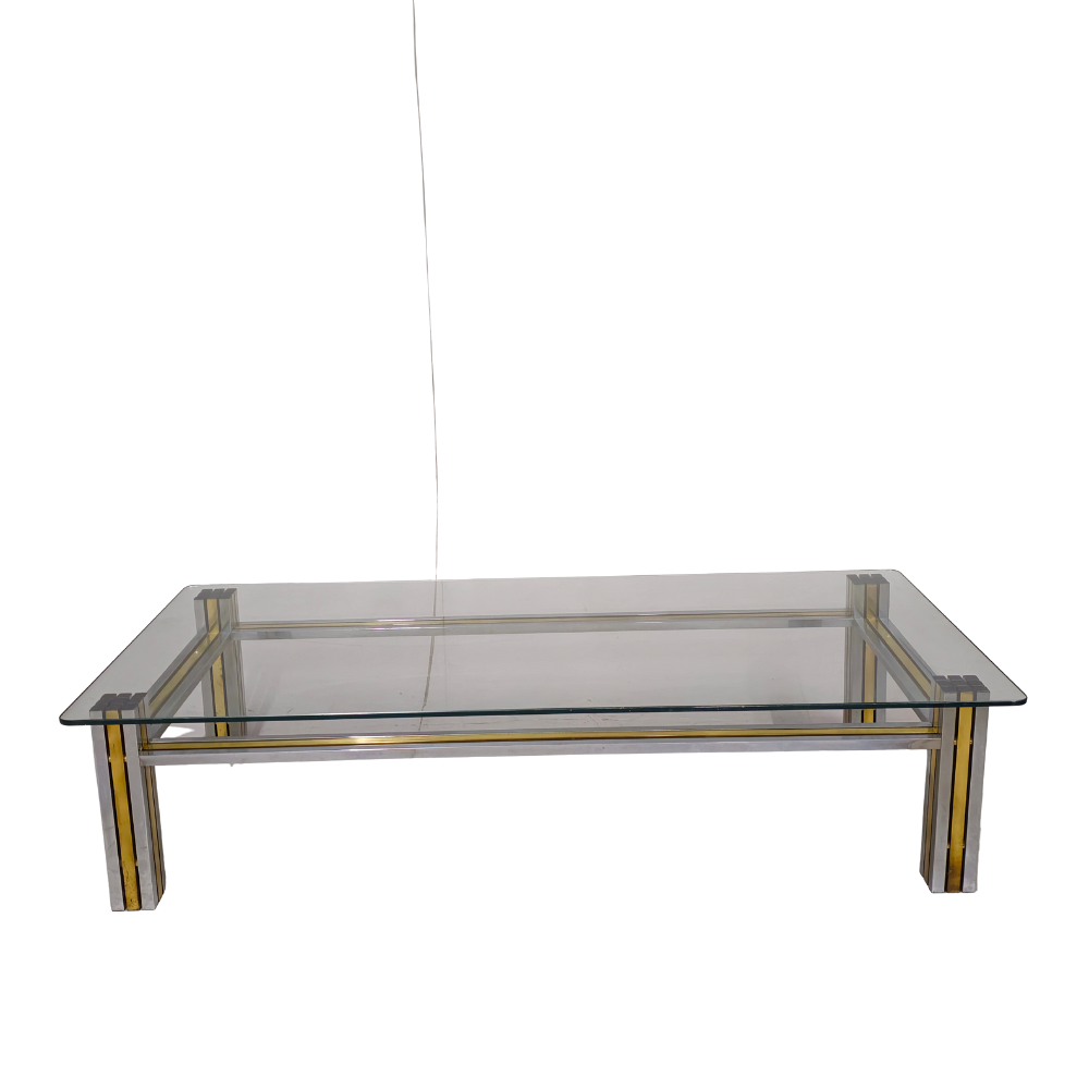 IN THE MANNER OF WILLY RIZZO. COFFEE TABLE IN GOLD-PLATED CHROMED METAL ...