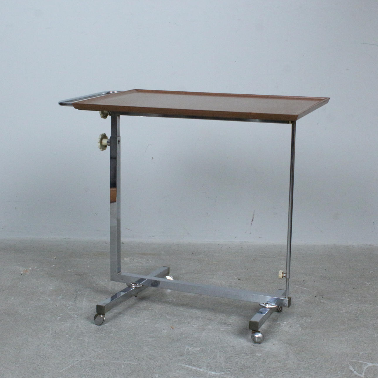 Chrome & Wood Foldable Side Table from Bremshey Variett, 1970s ...