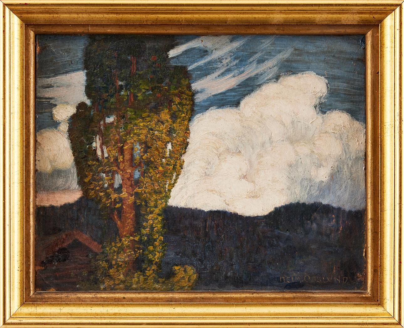 HELMER OSSLUND. Junimoln - Motif from Järvsö, oil painting on paper ...
