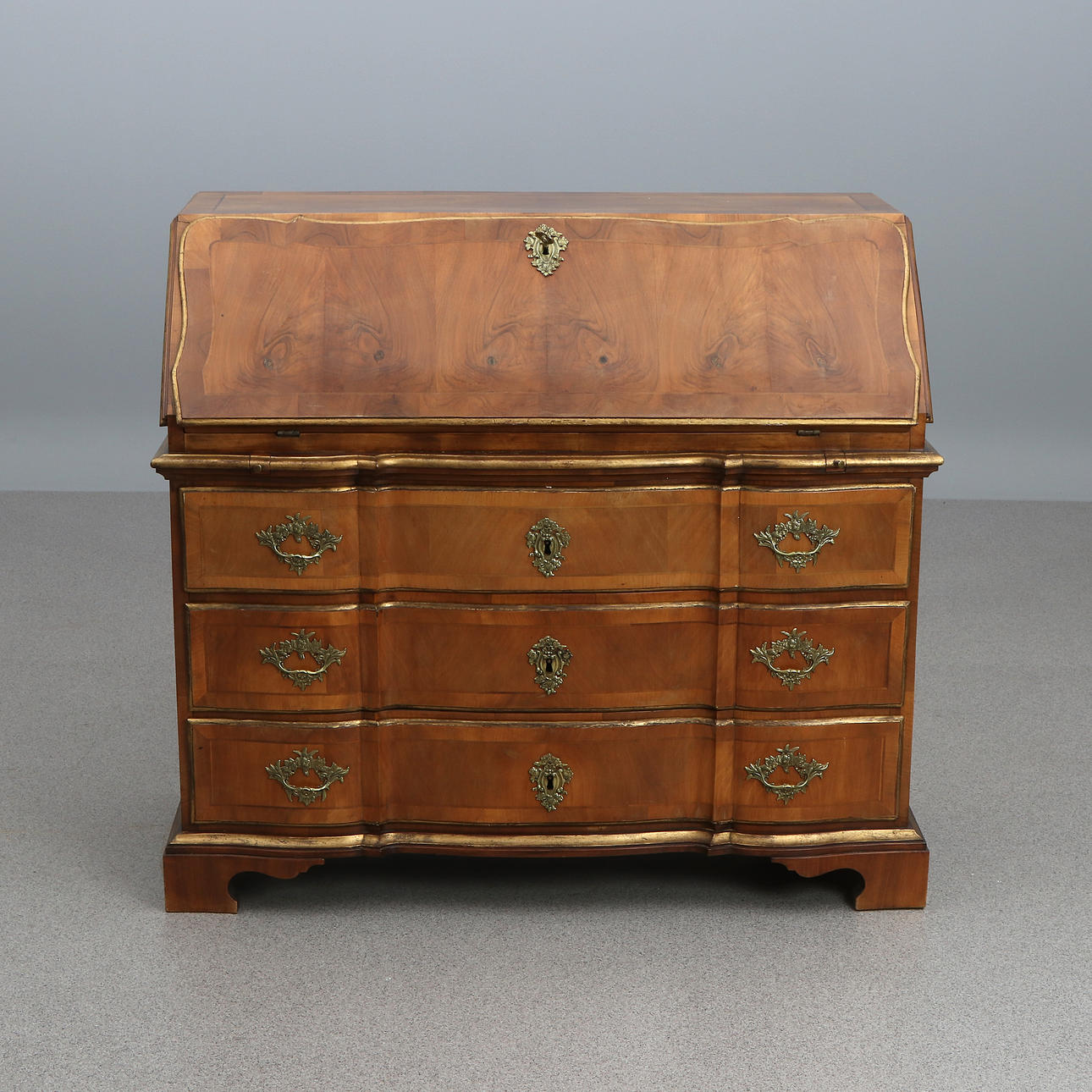 OBLIQUE FLAP SECRETARY. Walnut with brass fittings. 17th/19th century ...