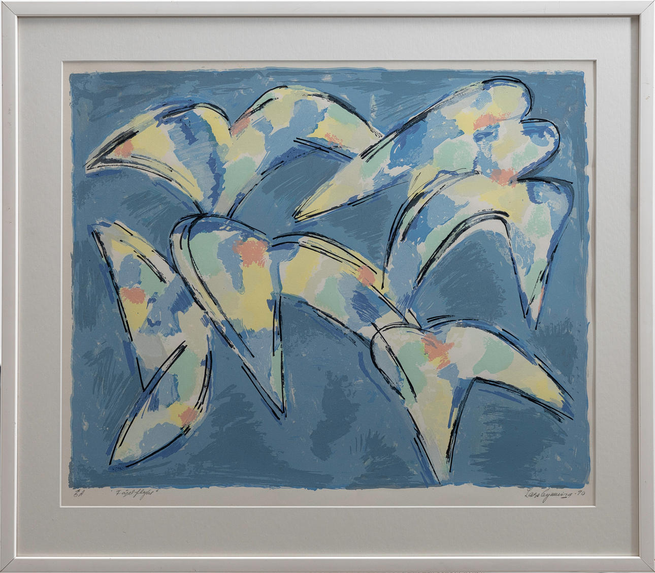 LARS GYNNING. “Bird flight”, lithograph in colours, signed, EA edition ...