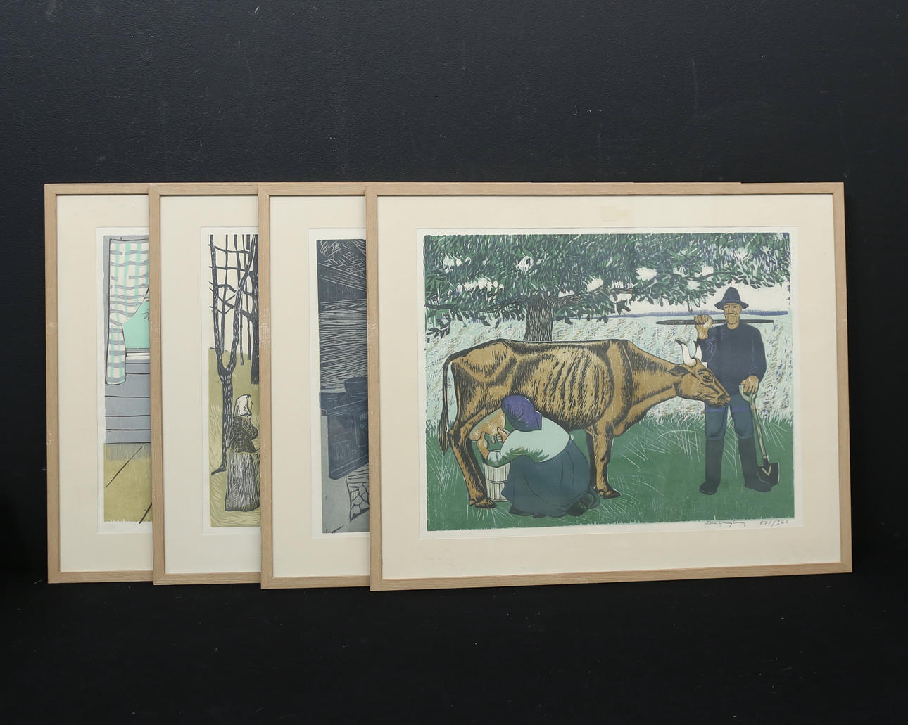 SVEN LJUNGBERG. woodcut, 4 pieces, signed. Art - Engravings & Prints ...