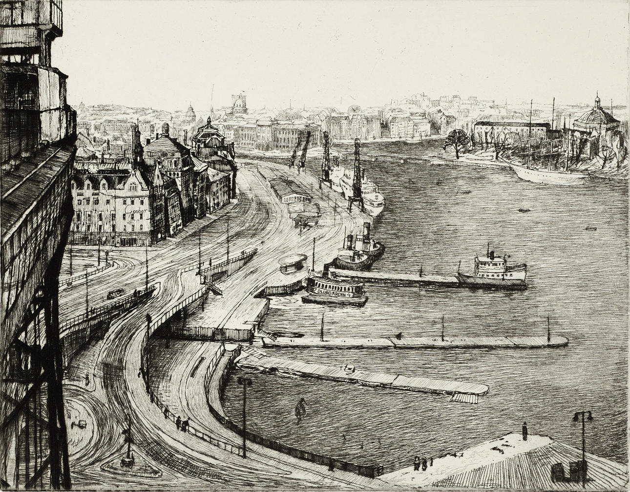 STURE KÄLLSTRÖM (Järpen 1927-1988 Bromma), Vy över Slussen, Katarina ...