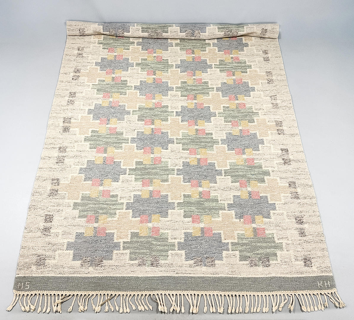 MAJ SVANSTRÖM. A CARPET, wicker sheet, signed MS KH, Klockargårdens ...