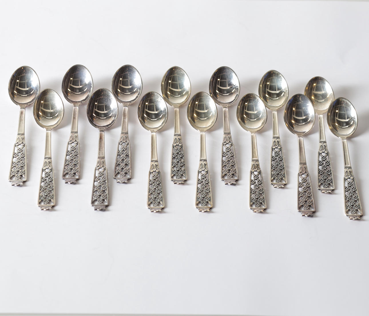 COFFEE SPOONS, 14 pcs, silver, mod. “Princess”, Ceson Goldware. A.B ...