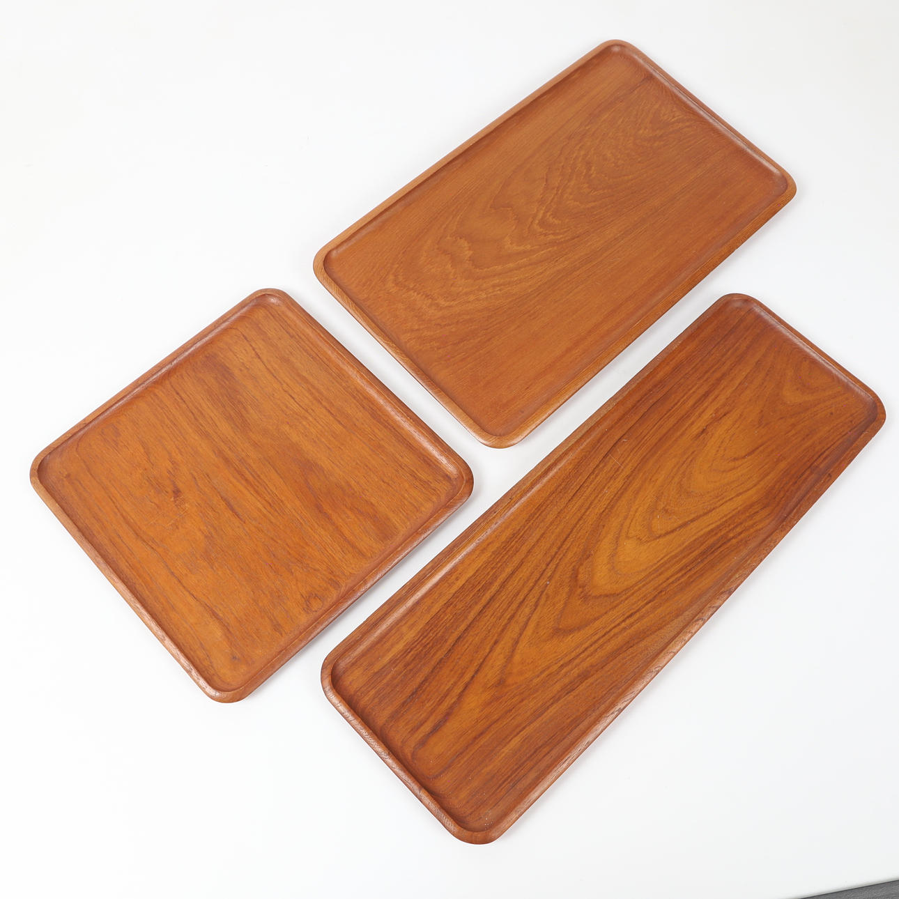 A set of three teak trays, Karl Holmberg, Götene, 1960s. Miscellaneous ...