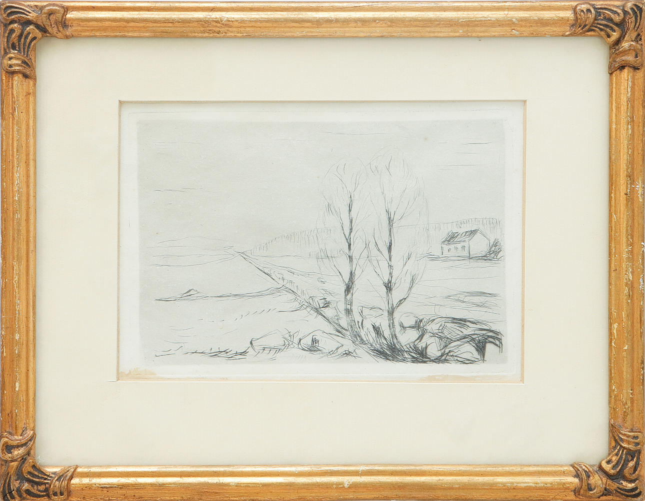 EDVARD MUNCH. “Norwegian landscape”, dry needle, unsigned. Art ...