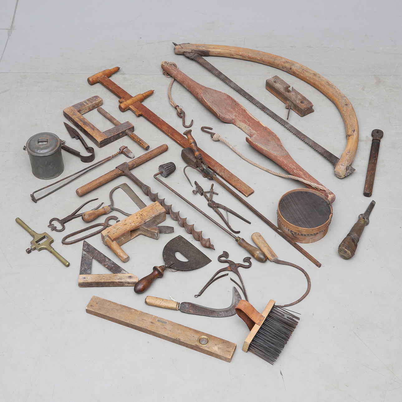 A set of tools and tools, wood and metal, 18th-20th century. Swedish ...
